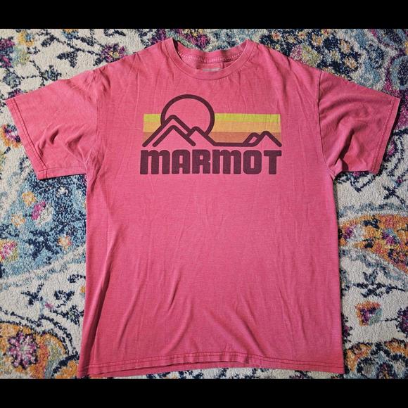 Marmot | Shirts | Marmot Mens L Graphic Red Crew Neck Tshirt Logo ...